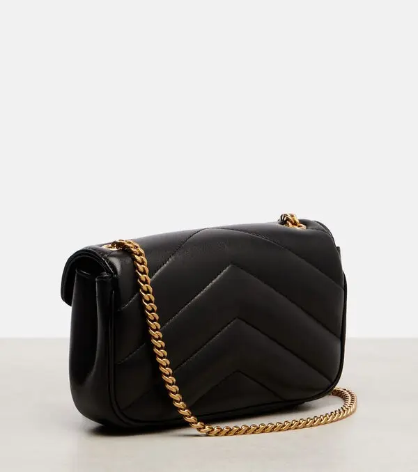 Saint Laurent Loulou Mini Leather Crossbody Bag - Black