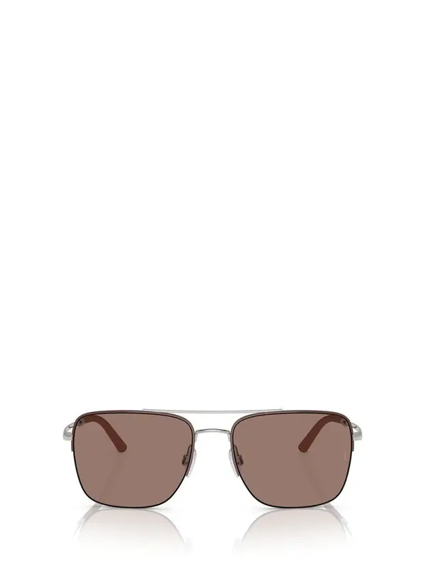 Oliver Spencer Aviator Sunglasses - Brick / Silver