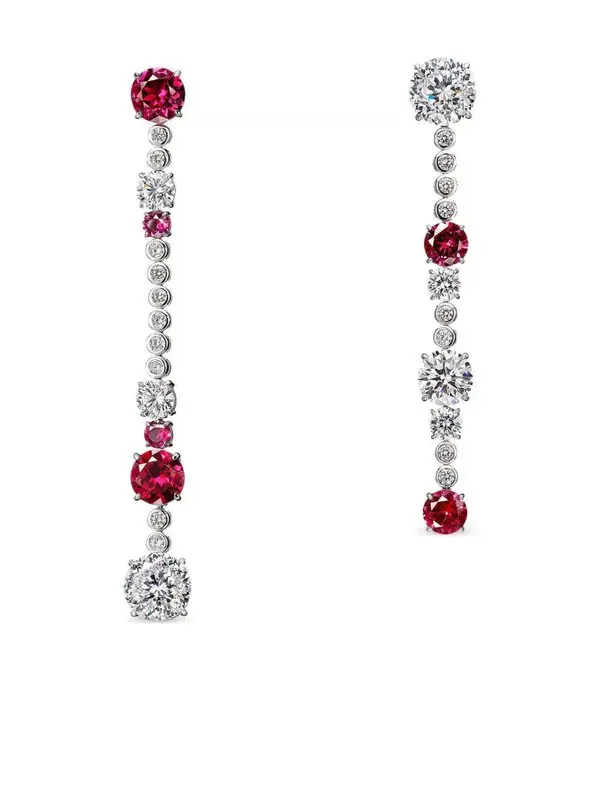 ANABELA CHAN 14kt White Gold Vermeil Ruby And Diamond Earrings - Silver