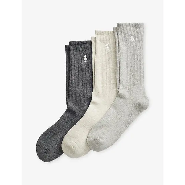 Ralph Lauren Pack Of Three Logo Socks - Htr/lt Sp Htr/chc Htr