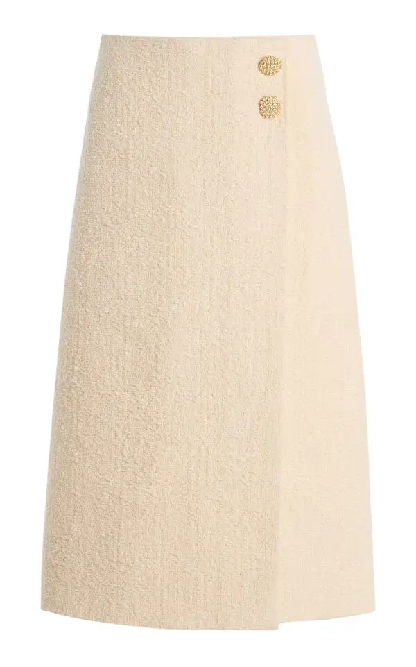 Cara Cara Luca Cotton-wool Blend Boucle Tweed Midi Skirt - White