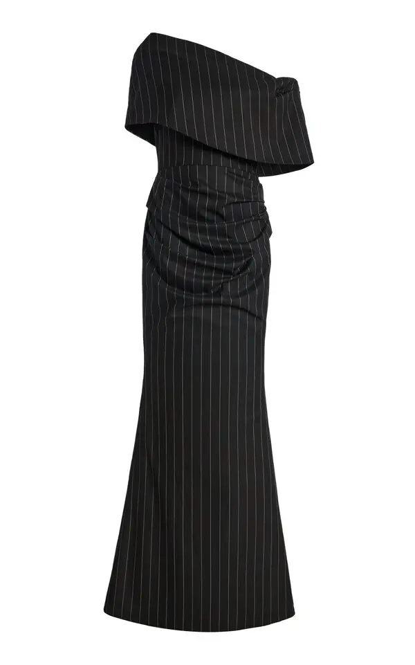 GRETA CONSTANTINE Aloseph Pinstriped Gown