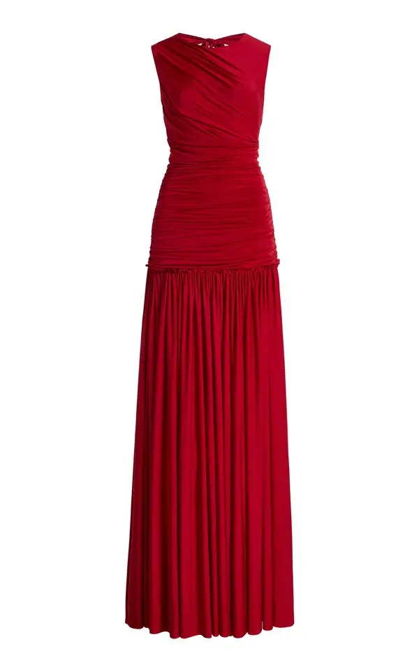 SIEDRES Exclusive Alina Ruched Jersey Maxi Dress - Red