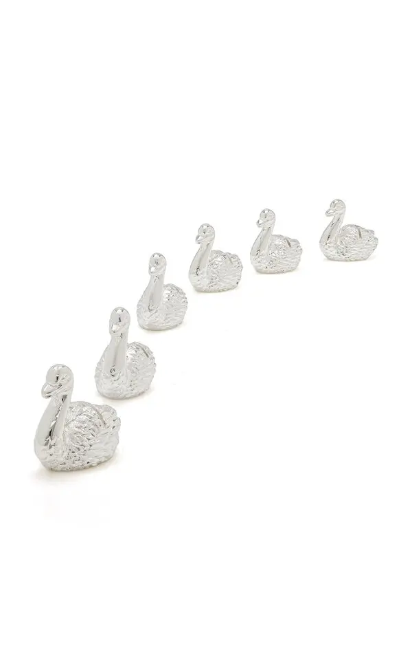 MODA DOMUS Set-of-six Swan -plated Place Card Holders - Silver