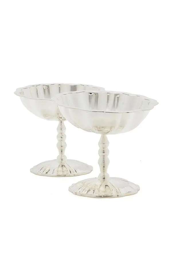 MODA DOMUS Set-of-two-plated Champagne Coupes - Silver