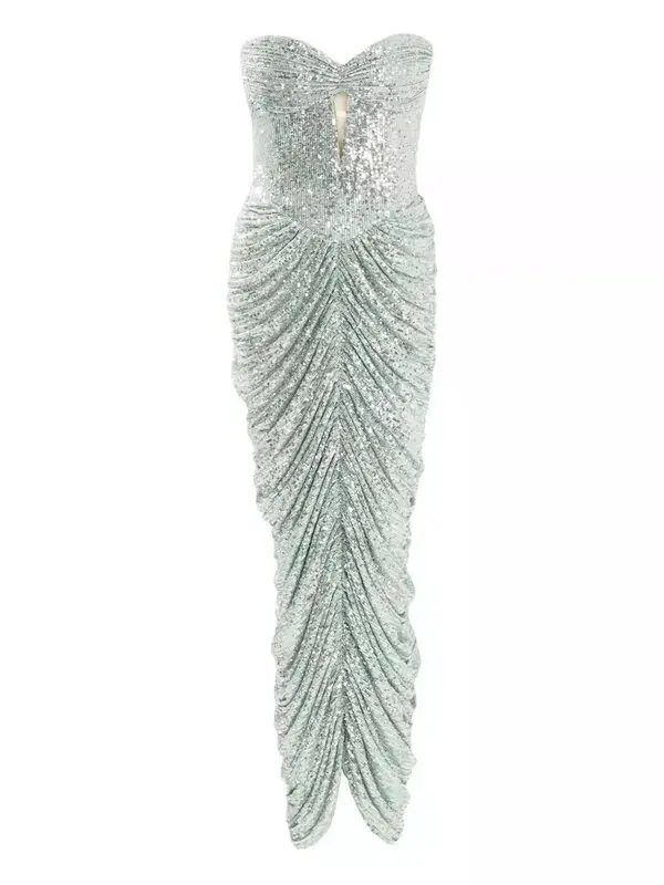 ANA RADU Sequin-embellished Ruched Midi Dress