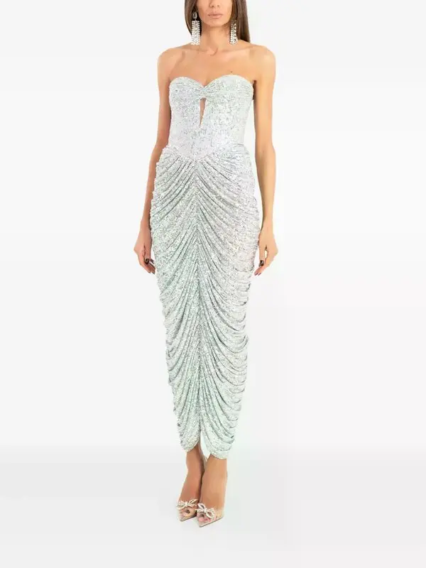 ANA RADU Sequin-embellished Ruched Midi Dress