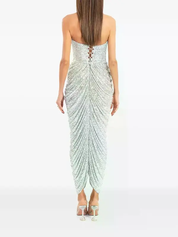 ANA RADU Sequin-embellished Ruched Midi Dress