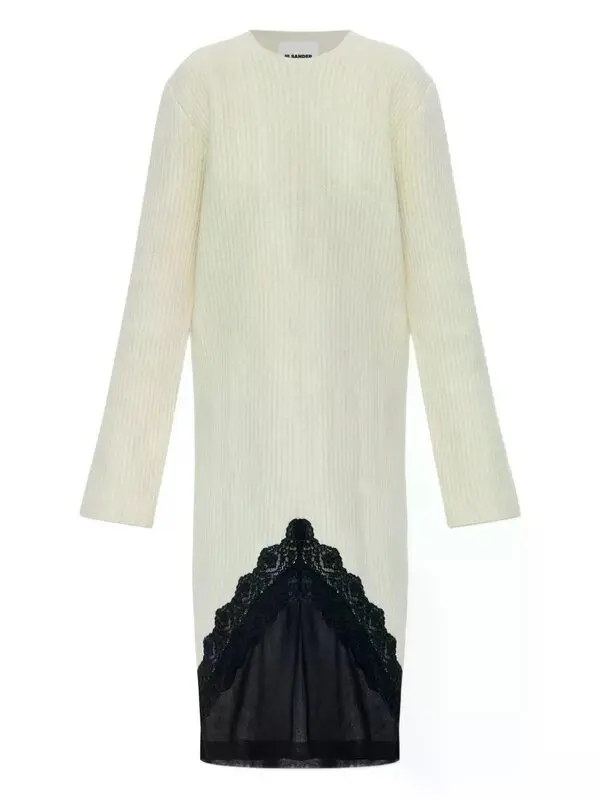 JIL SANDER Lace-panel Midi Dress