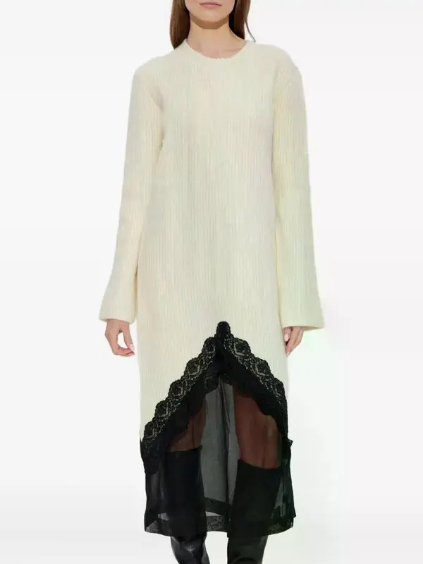 JIL SANDER Lace-panel Midi Dress