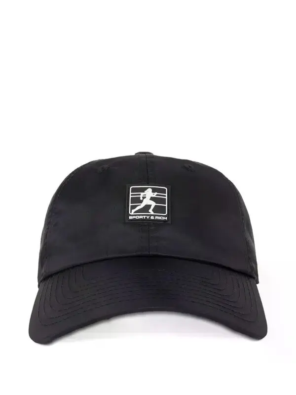 SPORTY & RICH Logo-patch Baseball Cap - Black