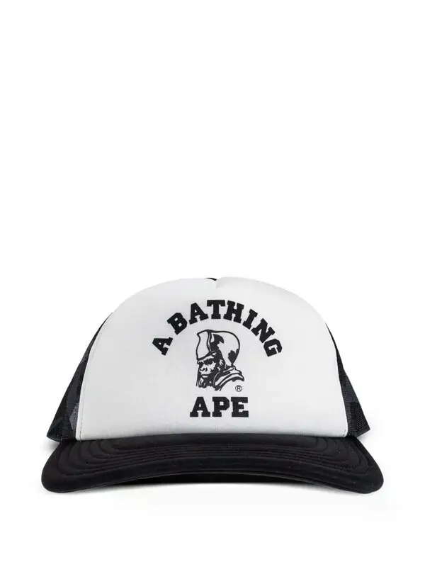 A BATHING APE® Logo Camouflage Trucker Cap - White
