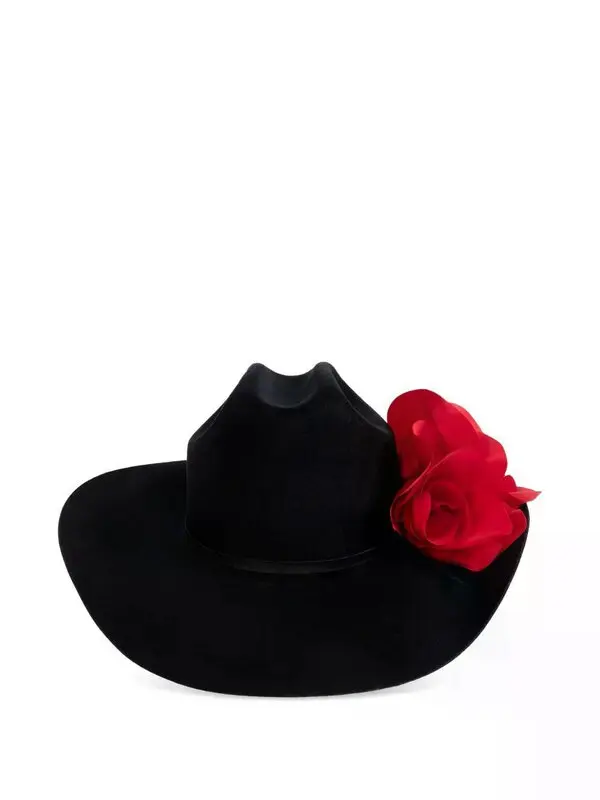 WILLY CHAVARRIA Floral Embellished Hat - Black