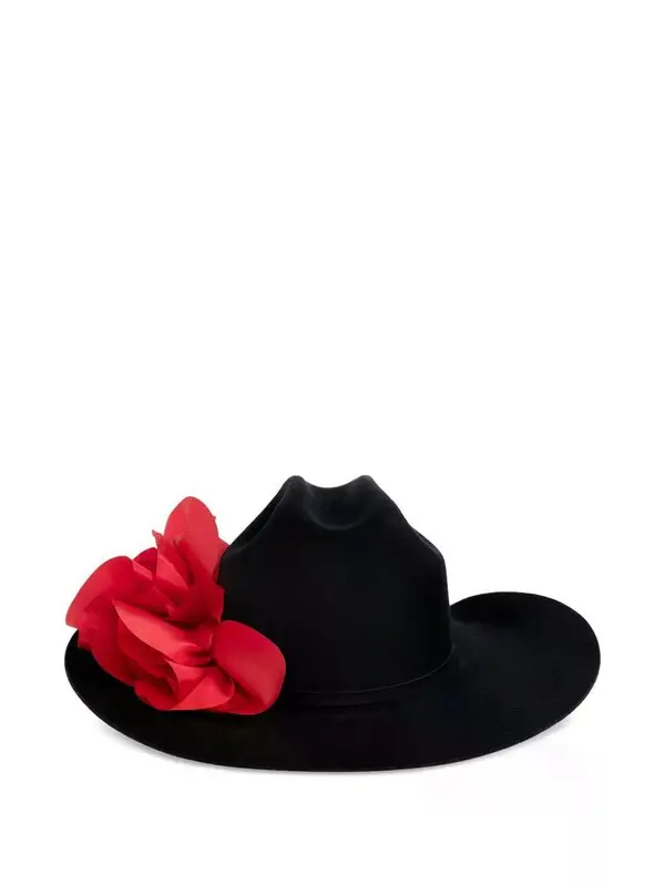 WILLY CHAVARRIA Floral Embellished Hat - Black