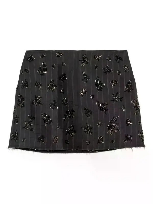 Simkhai Striped Embellished Mini Skirt - Grey