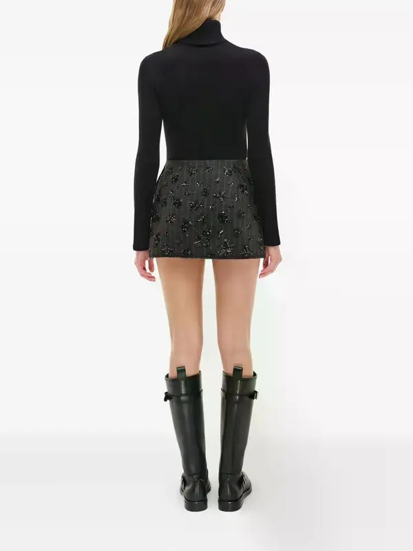 Simkhai Striped Embellished Mini Skirt - Grey