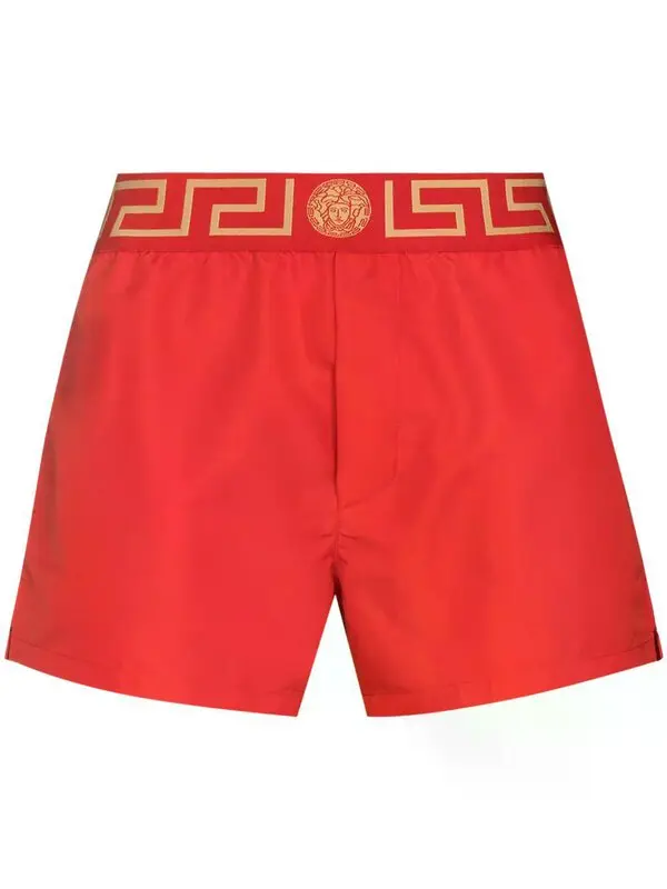 Versace Greca Border Swim Shorts - Red