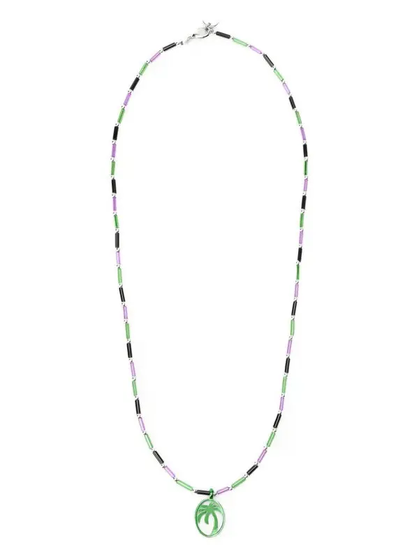 Palm Angels Palm Motif Beaded Necklace - Silver
