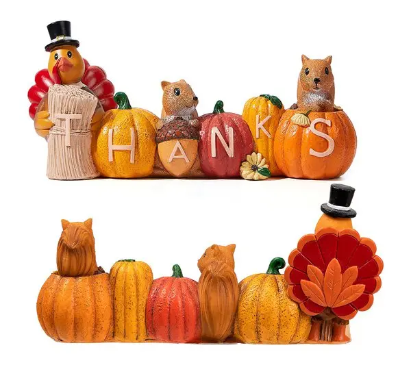 JOYFY Thanksgiving Pumpkin Resin Turkey Figurin Es Centerpiece - One-color