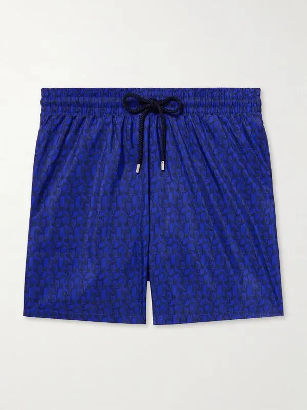 Vilebrequin Straight-leg Mid-length Printed Swim Shorts - Blue