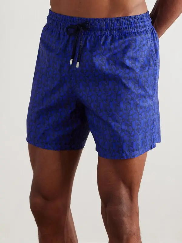 Vilebrequin Straight-leg Mid-length Printed Swim Shorts - Blue