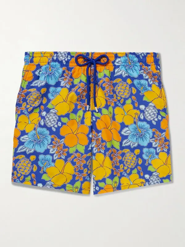 Vilebrequin Moorea Straight-leg Mid-length Printed Swim Shorts - Blue