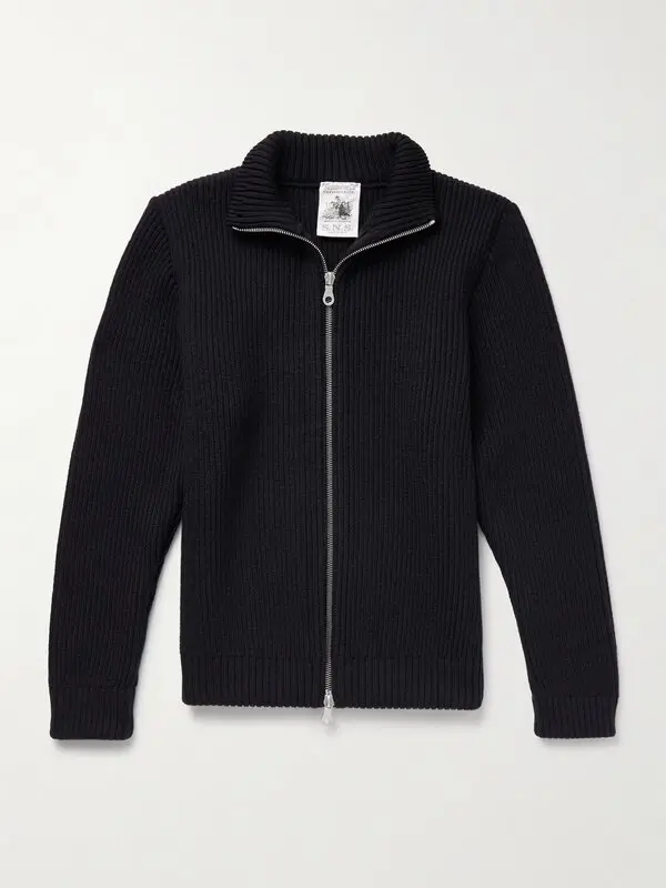 S.N.S. HERNING Virgin Wool Zip-up Cardigan - Blue