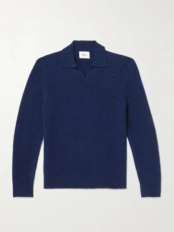 Nn07 Recycled-wool Blend Polo Sweater - Blue