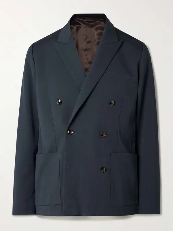 Nn07 Jordin 10002 Double-breasted Wool-blend Twill Blazer - Navy
