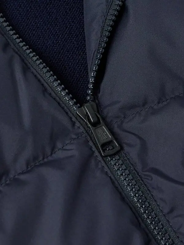 Moncler Logo-appliquéd Quilted Nylon-panelled Virgin Wool Down Cardigan