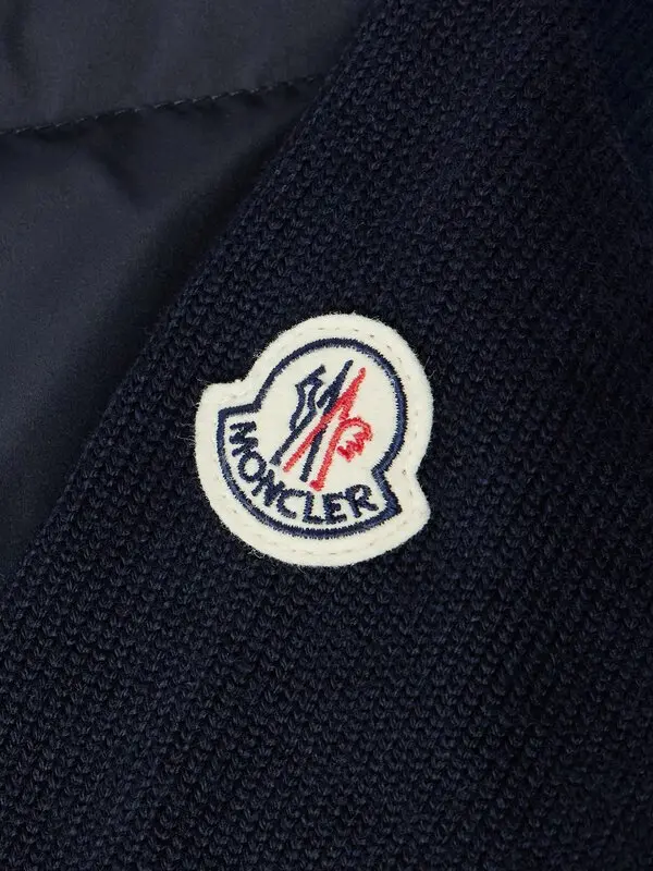 Moncler Logo-appliquéd Quilted Nylon-panelled Virgin Wool Down Cardigan