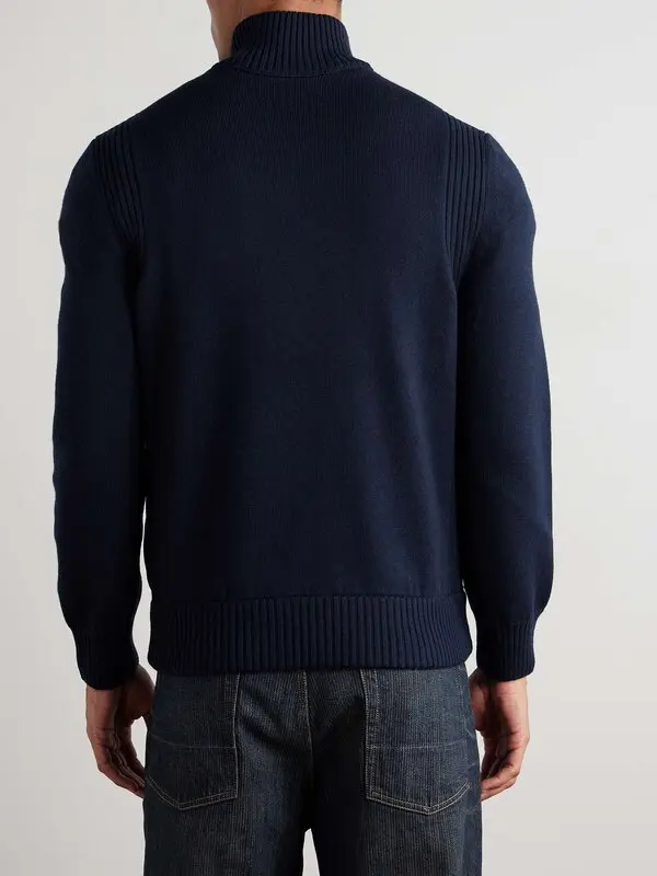 Moncler Logo-appliquéd Quilted Nylon-panelled Virgin Wool Down Cardigan