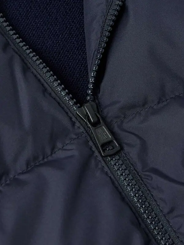 Moncler Logo-appliquéd Quilted Nylon-panelled Virgin Wool Down Cardigan