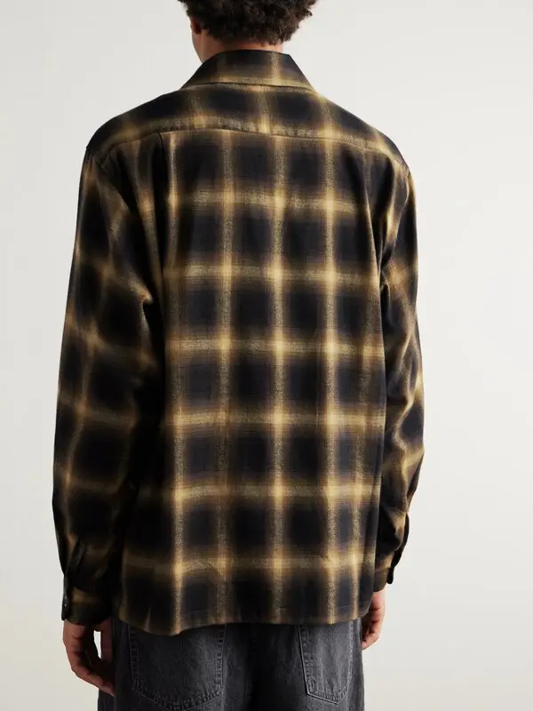 Kapital Kountry Camp-collar Checked Cotton-blend Flannel Shirt - Black