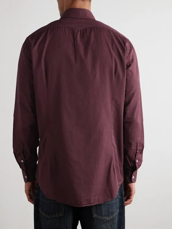 Massimo Alba Striped Cotton Shirt - Burgundy | Editorialist