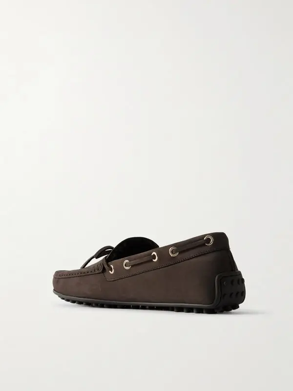 TOD'S Shearling-lined Suede Boat Shoes - Brown