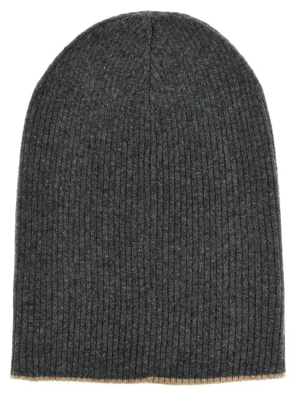Brunello Cucinelli Reversible Ribbed Beanie - Gray