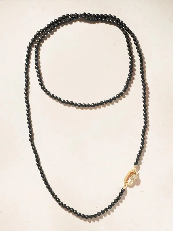 MARLA AARON 14-karat Gold, Hematite And Diamond Necklace - Silver