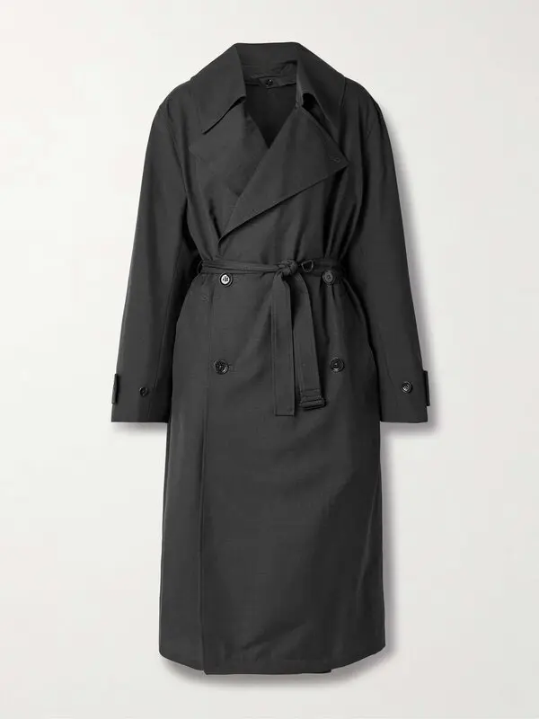 LEMAIRE Double-breasted Canvas Trench Coat - Dark Gray