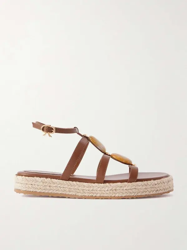 GIANVITO ROSSI Embellished Leather Platform Gladiator Sandals