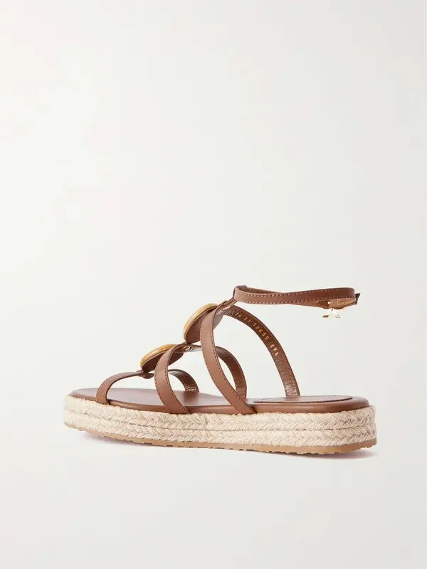 GIANVITO ROSSI Embellished Leather Platform Gladiator Sandals