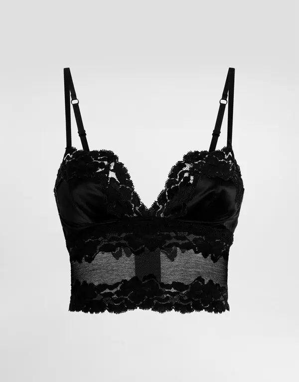 Dolce & Gabbana Lace And Satin Bra Top - Black