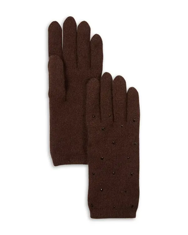 CAROLYN ROWAN ACCESSORIES Cashmere Full Finger Gloves - Chocolate