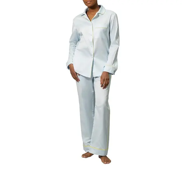 MATOUK Nocturne Egyptian Cotton Pajama Set - Blue/lemon