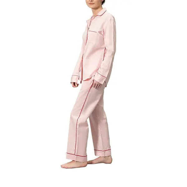 MATOUK Nocturne Egyptian Cotton Pajama Set - Pink/scarlet