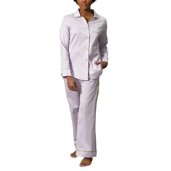 MATOUK Nocturne Egyptian Cotton Pajama Set - Violet/grass