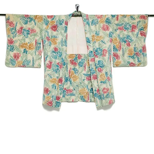 Vintage Wgaca Pastel Silk Batik Kimono Haori - Multi
