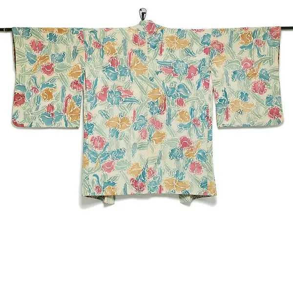 Vintage Wgaca Pastel Silk Batik Kimono Haori - Multi