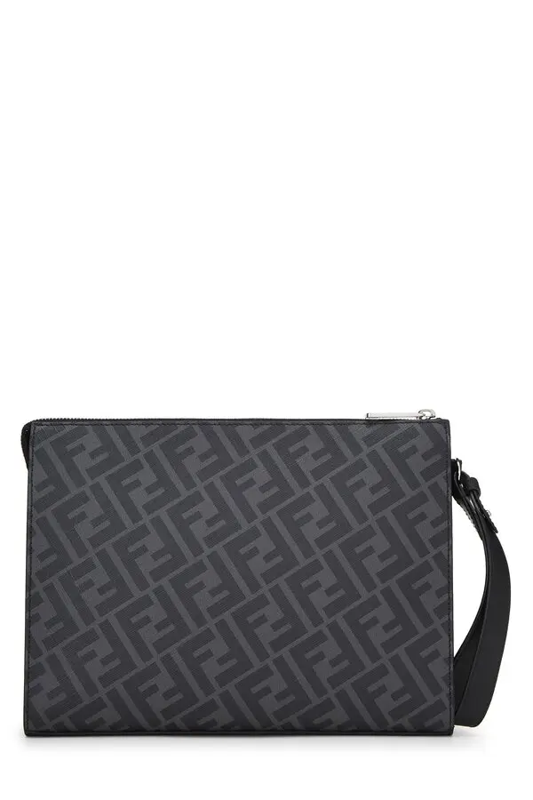 Fendi Zucca Coated Canvas Clutch - Black