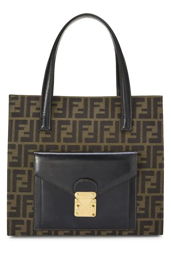 Fendi Zucca Convertible Pocket Handbag - Black